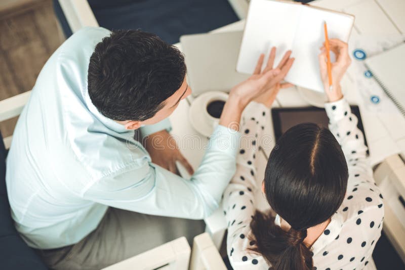 Nice Smart People Discussing Their Work Together Stock Photo - Image of ...