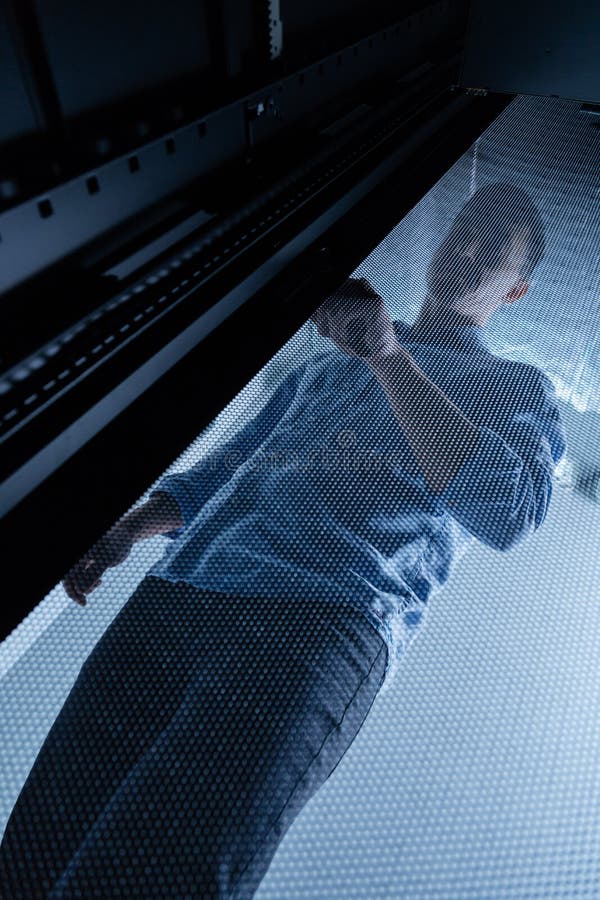 Pleasant Good Looking Man Standing in the Server Room Stock Image ...