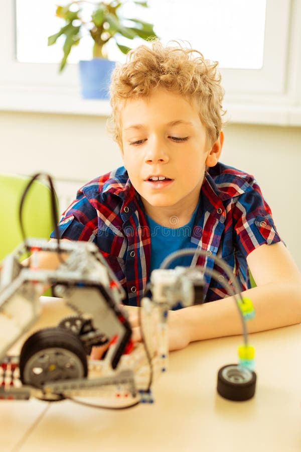 Pleasant Intelligent Boy Being Interested in Science Stock Image ...