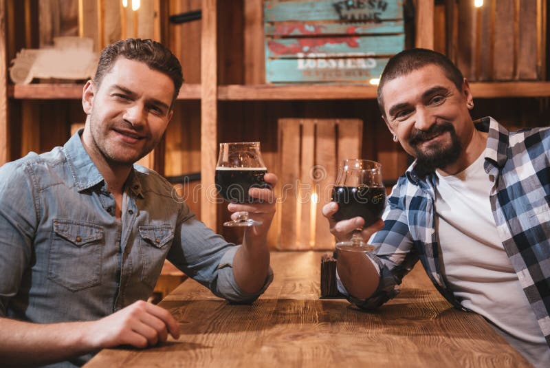 Pleasant Joyful Men Resting after Work Stock Image - Image of cheerful ...