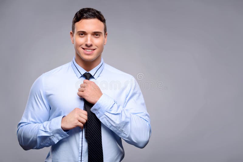 Pleasant Man Getting Dressed Stock Photo - Image of handsome, life ...
