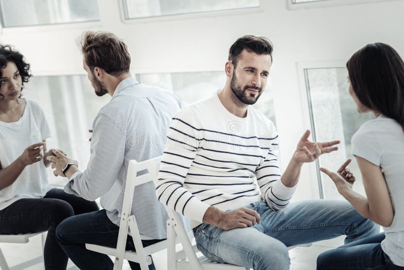 Pleasant Nice People Having a Conversation Stock Photo - Image of ...