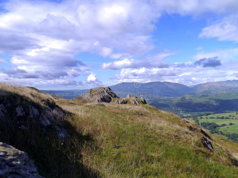 Pleasant Scene with View on Typical English Hill Stock Image - Image of ...