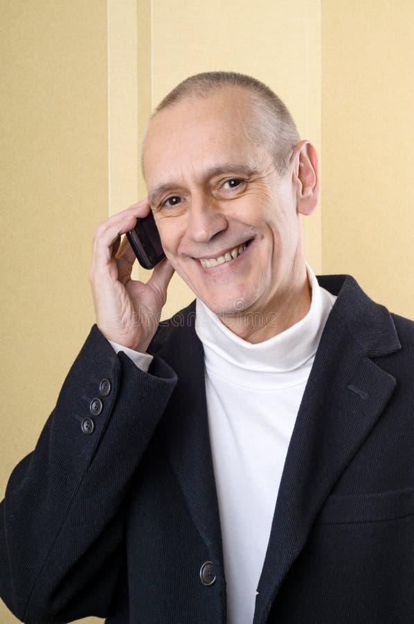 Pleasant and Smiling Man on Phone Stock Image - Image of amicable ...