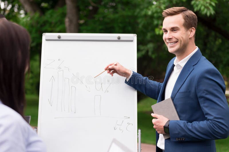 Pleasant Smiling Man Working on the Project Stock Photo - Image of male ...