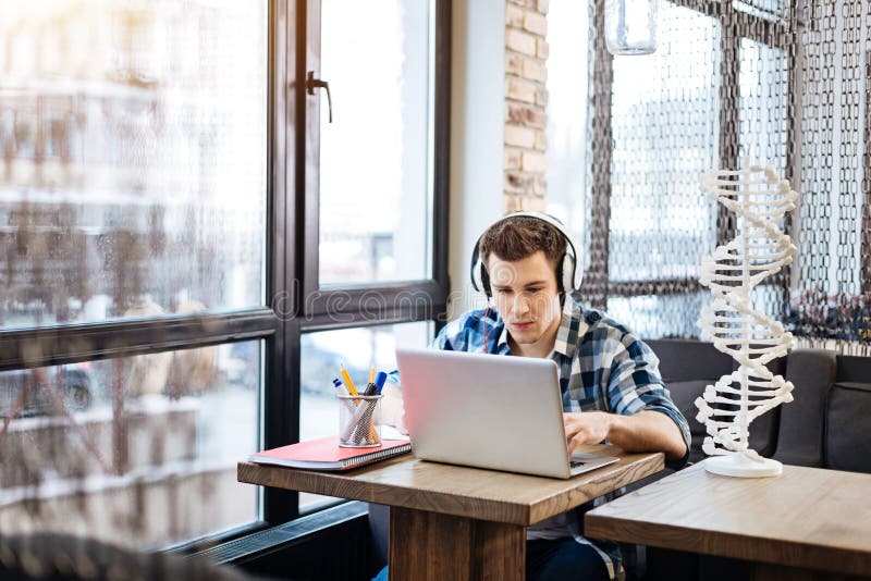 Pleasant Student Doing Homework in the Cafe Stock Photo - Image of ...