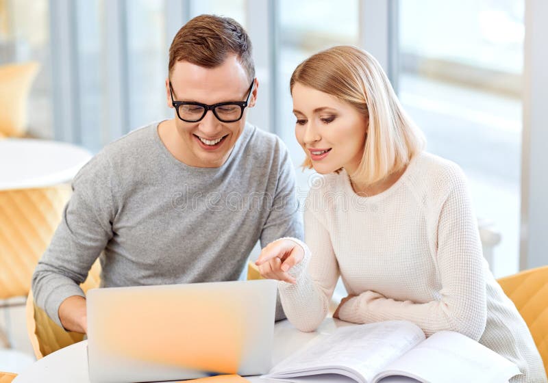 Pleasant students studying stock image. Image of learn - 68453083
