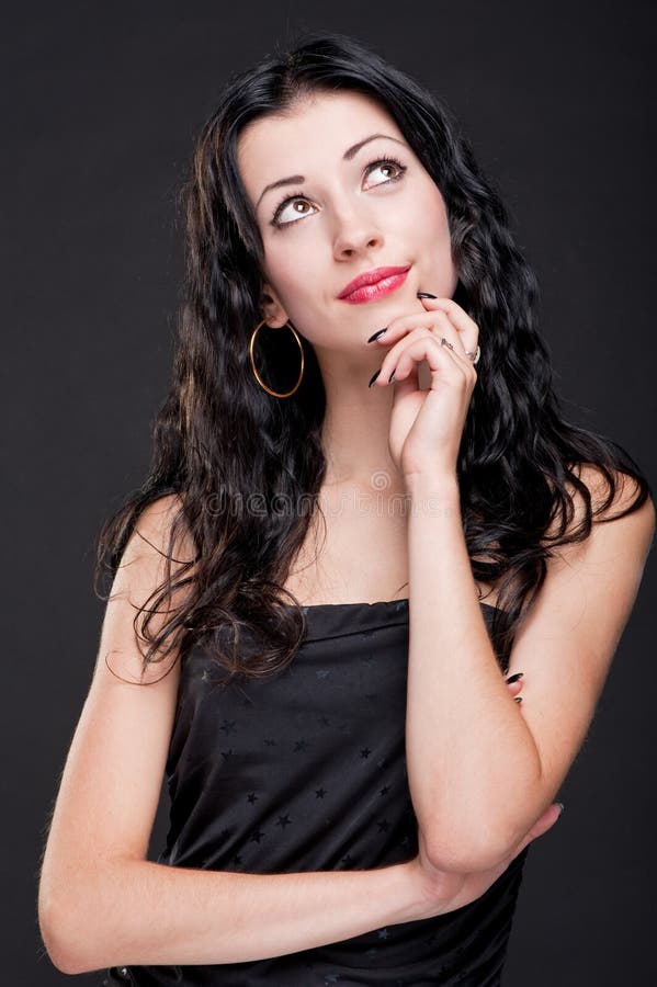 Pleasant Woman Dreaming about Something Stock Image - Image of adult ...