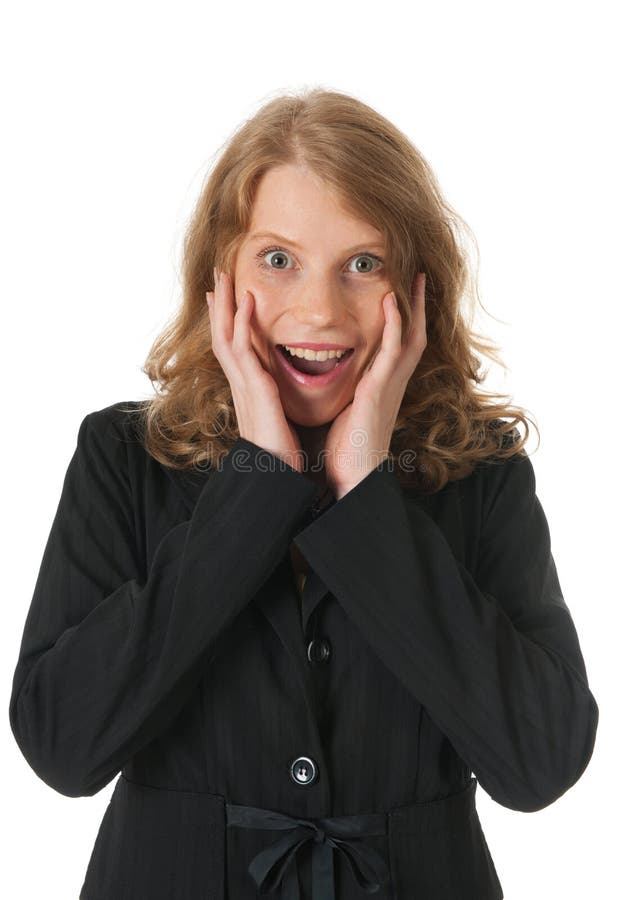 Pleasantly surprised woman stock photo. Image of happy - 34977386