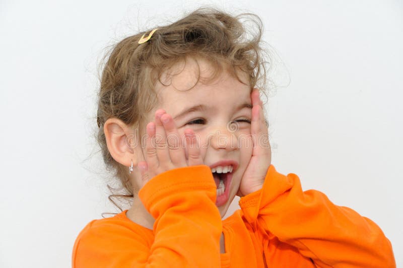 Pleasantly Joyful Girl Showing Successful Gesture Stock Image - Image ...