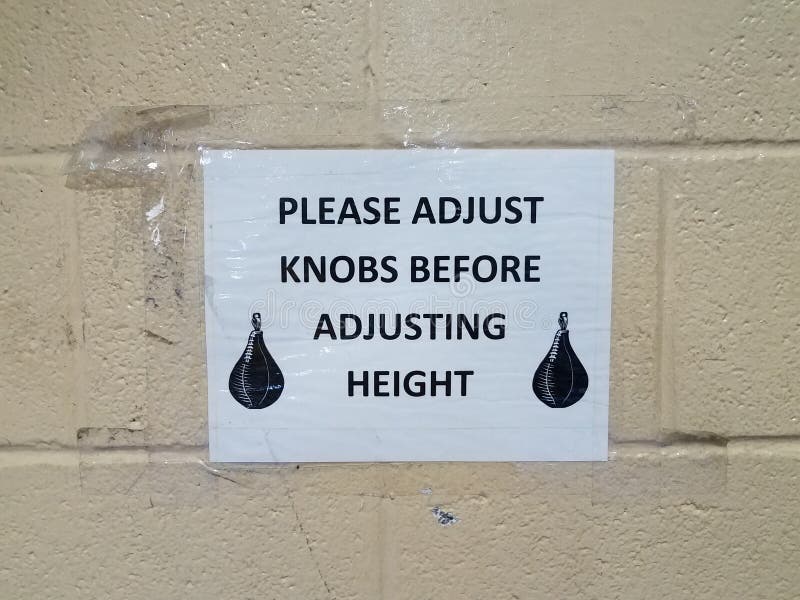 Please Adjust Knobs before Adjusting Height Sign with Boxing Bag on ...