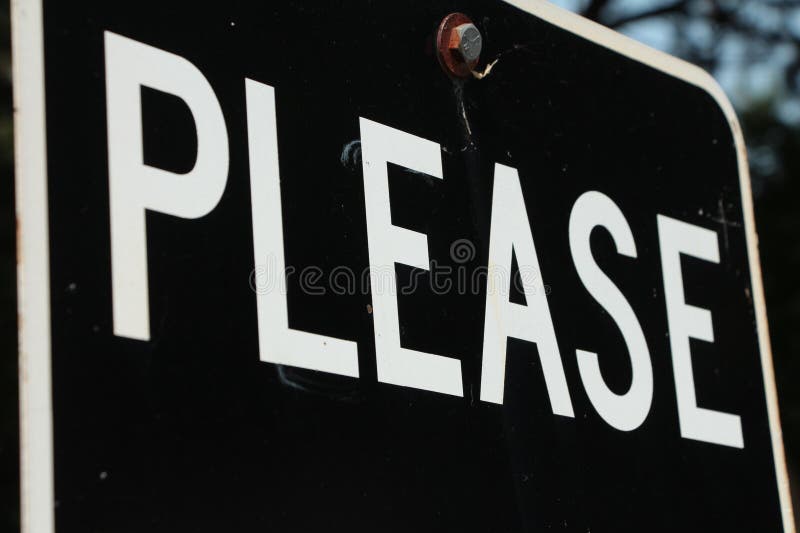 Please Caption Writing Word Text Sign in White Capital Letters on Black ...