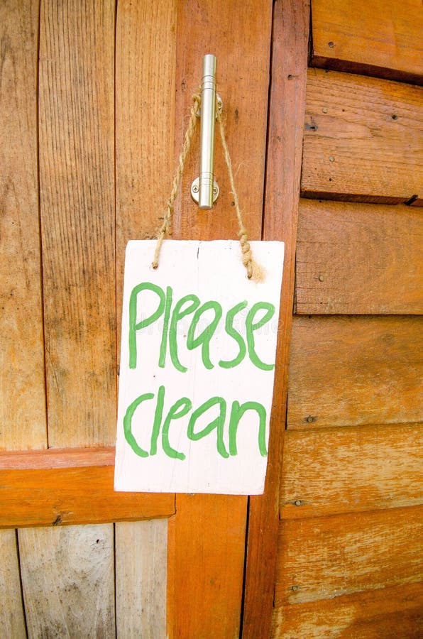 Please Clean Room Sign Hang on Door Knob. Stock Image - Image of hang ...