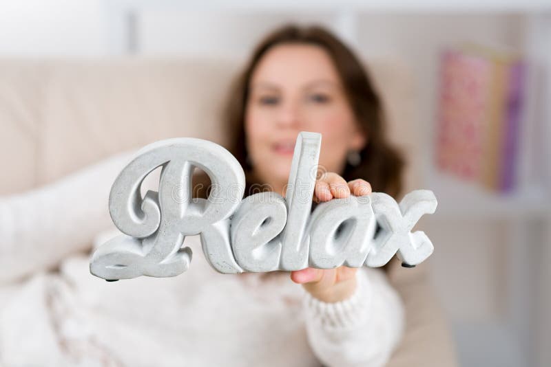 Please Do Not Disturb: Woman Relaxing at Home Stock Photo - Image of ...