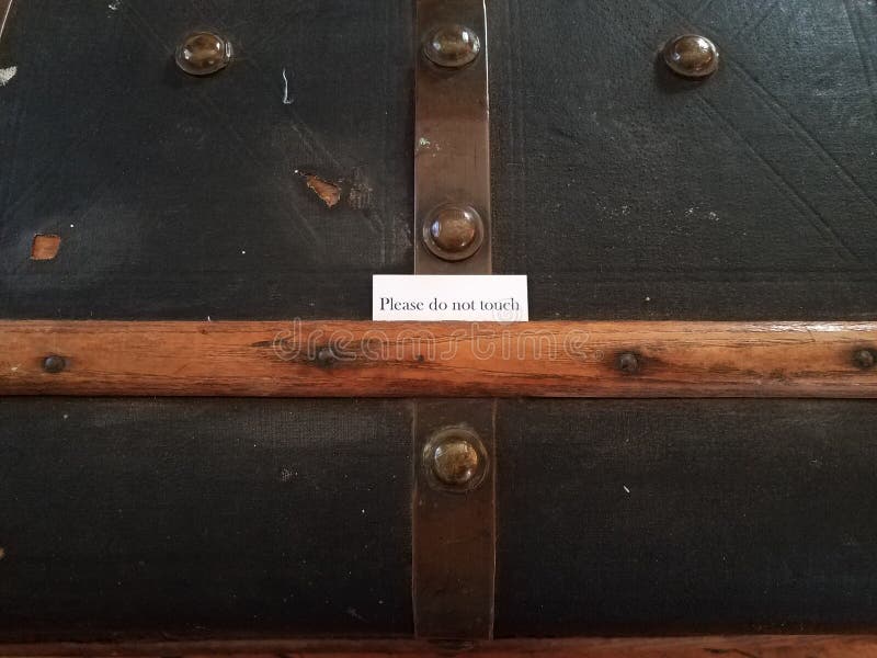 Please Do Not Touch Sign on Wood Trunk or Box Stock Photo - Image of ...