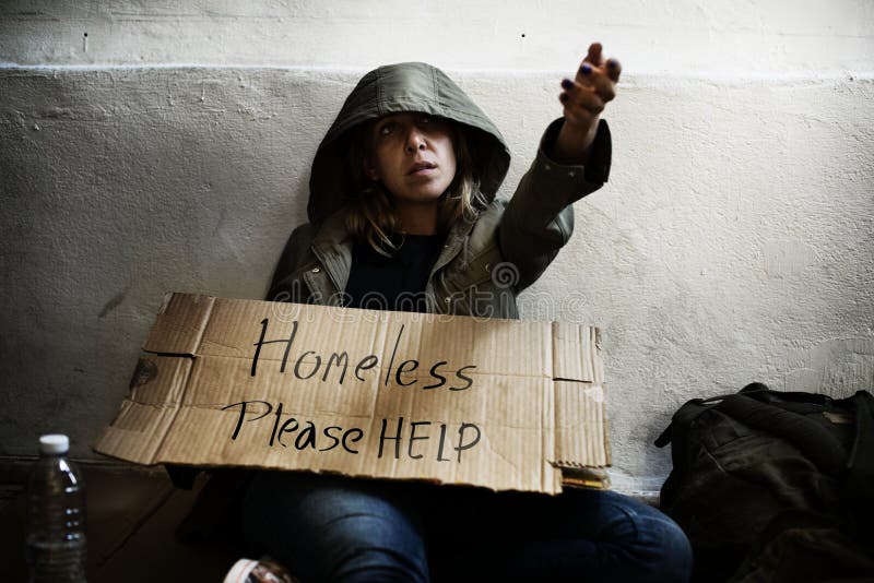 Please Help the Homeless People Stock Image - Image of adult, sign ...