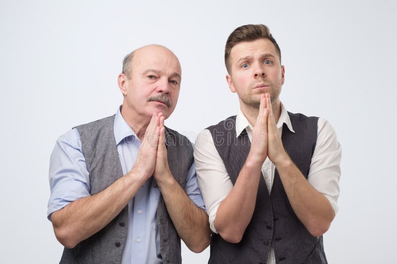 Please Help Us Concept. Two Caucasian Men Need a Help Asking for ...