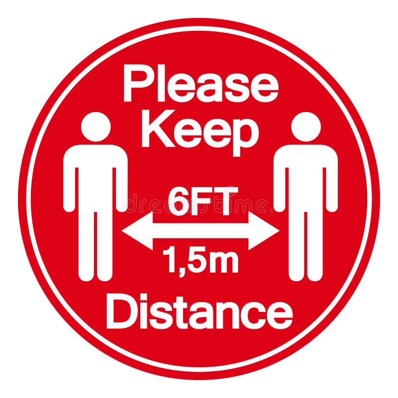 Please Keep 6ft Distance Symbol, Vector Illustration, Isolated on White ...