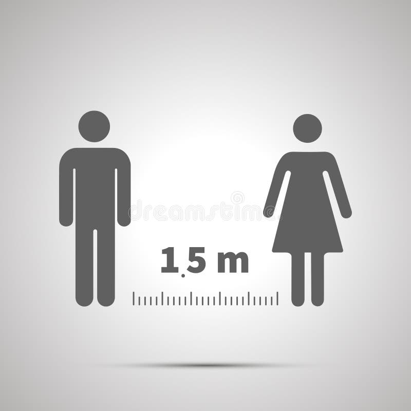 Please Keep 1.5 Meters Apart, Social Distancing Black Icon with on Gray ...