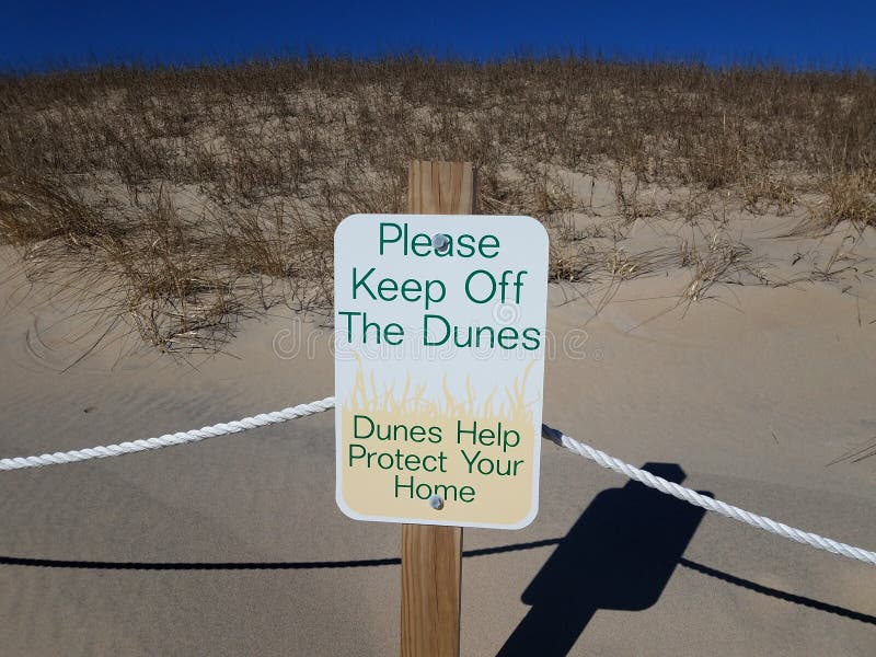 Please Keep Off the Dunes Sign with Sand and Plants Stock Image - Image ...