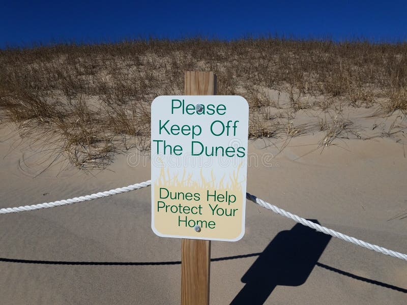 Please Keep Off the Dunes Sign with Sand and Plants Stock Photo - Image ...