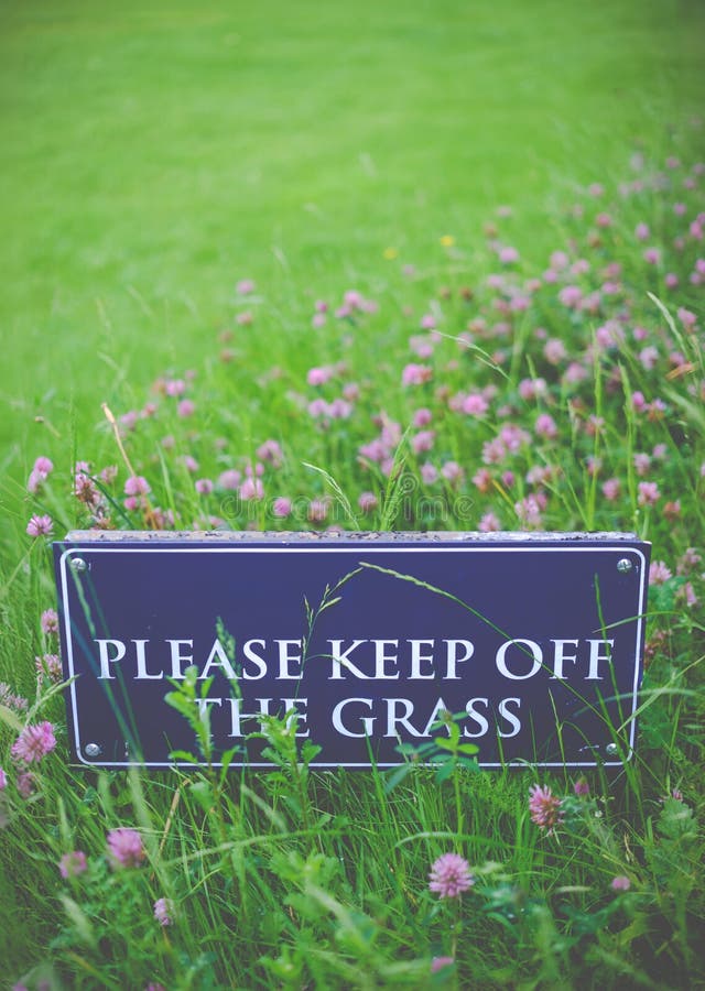 Please Keep Off the Grass Sign Stock Image - Image of flower, overgrown ...