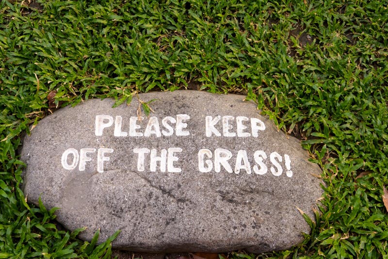 Please Keep Off the Grass Signage Stock Image - Image of slab, painted ...