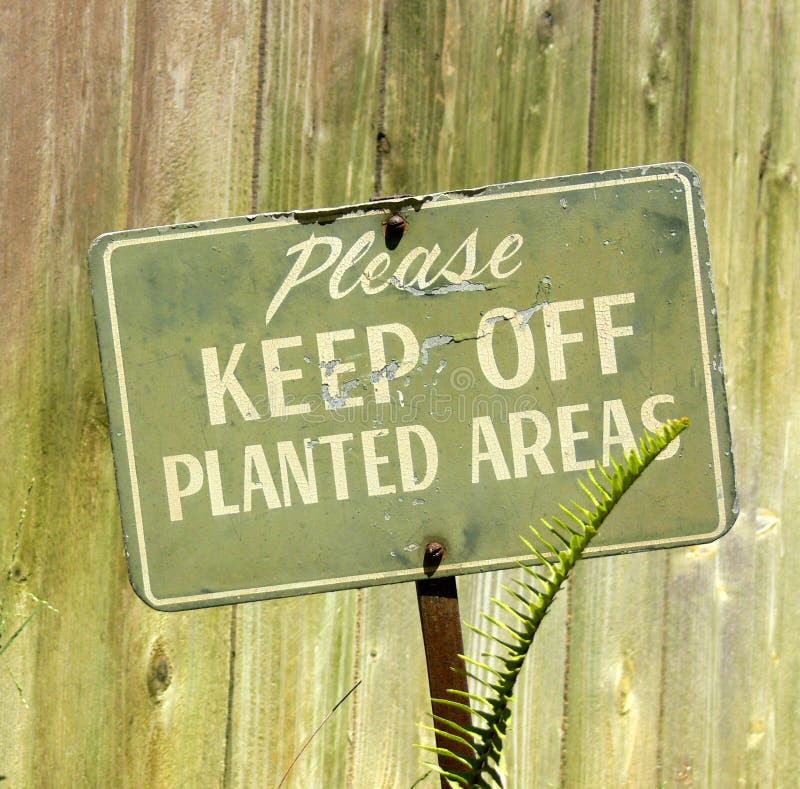 Please Keep Off Planted Areas Stock Photo - Image of sign, obey: 10259462