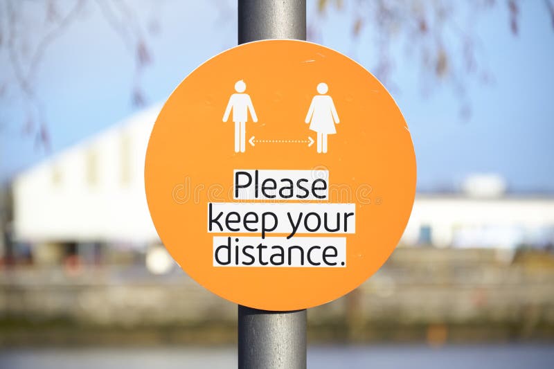 Please Keep Your Distance Sign during the Pandemic Editorial Photo ...