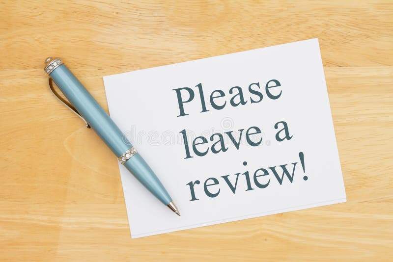 Please Leave a Review Note with a Pen on a Desk Stock Image - Image of ...