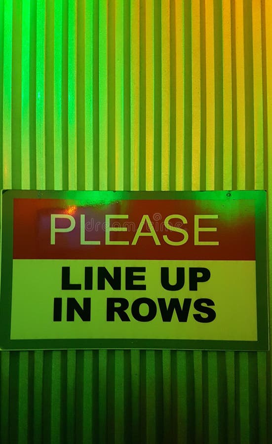 Please Line Up in Rows Sign. Stock Photo - Image of presentation ...