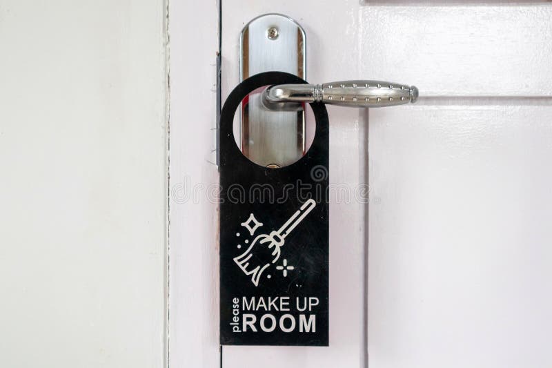 Please Make Up Room Sign on Hotel Room S Door Stock Image - Image of ...