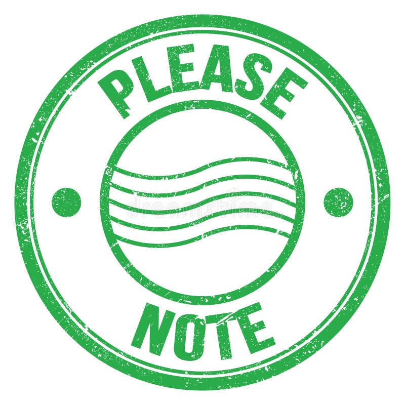 PLEASE NOTE Text on Green Round Postal Stamp Sign Stock Illustration ...