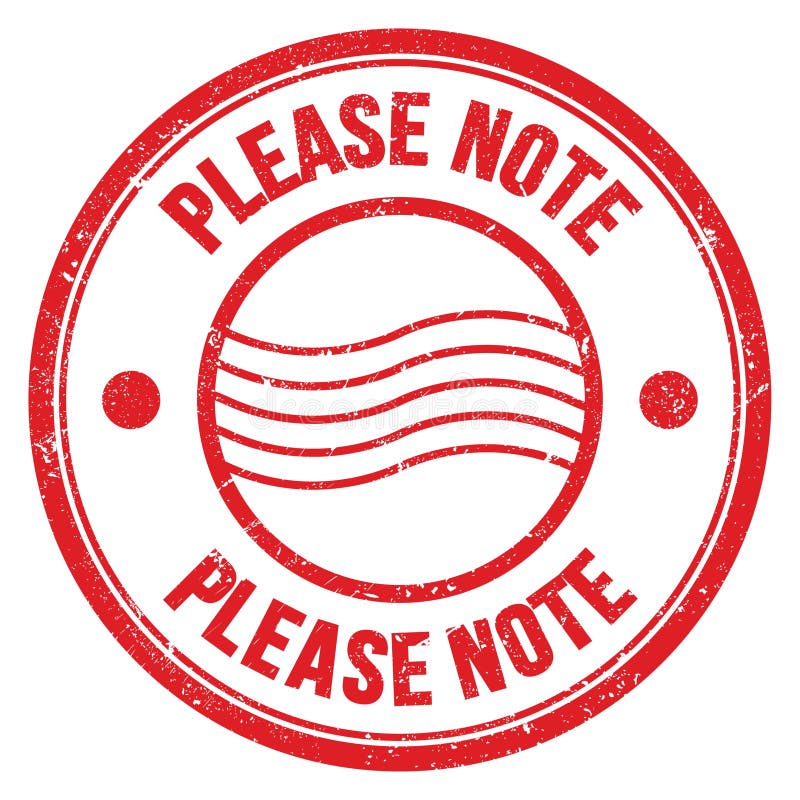 PLEASE NOTE Text Written on Red Round Postal Stamp Sign Stock ...