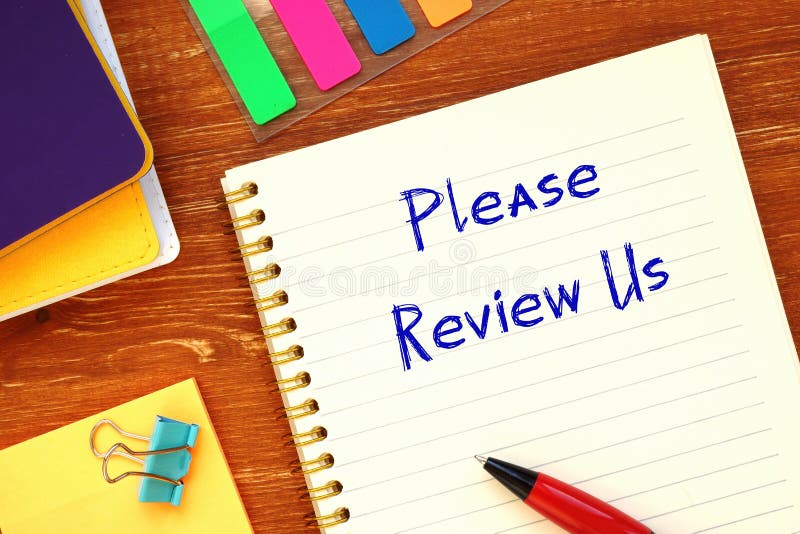 Please Review Us Sign on the Page Stock Image - Image of scout ...