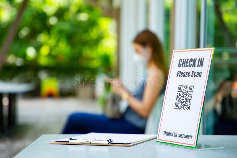 Please Scan Qr Barcode for Check in To Inside Restaurant Stock Photo ...