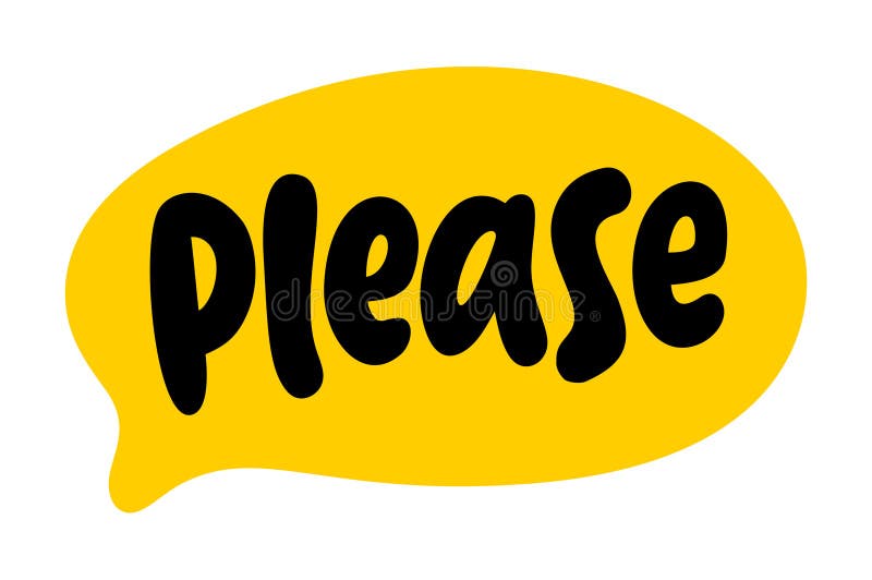 PLEASE Speech Bubble. Please Text. Pls Quote. Doodle Phrase. Vector ...