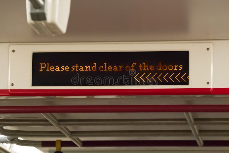 Please Stand Clear of the Doors Caution Sign in the TTC Subway Car of ...