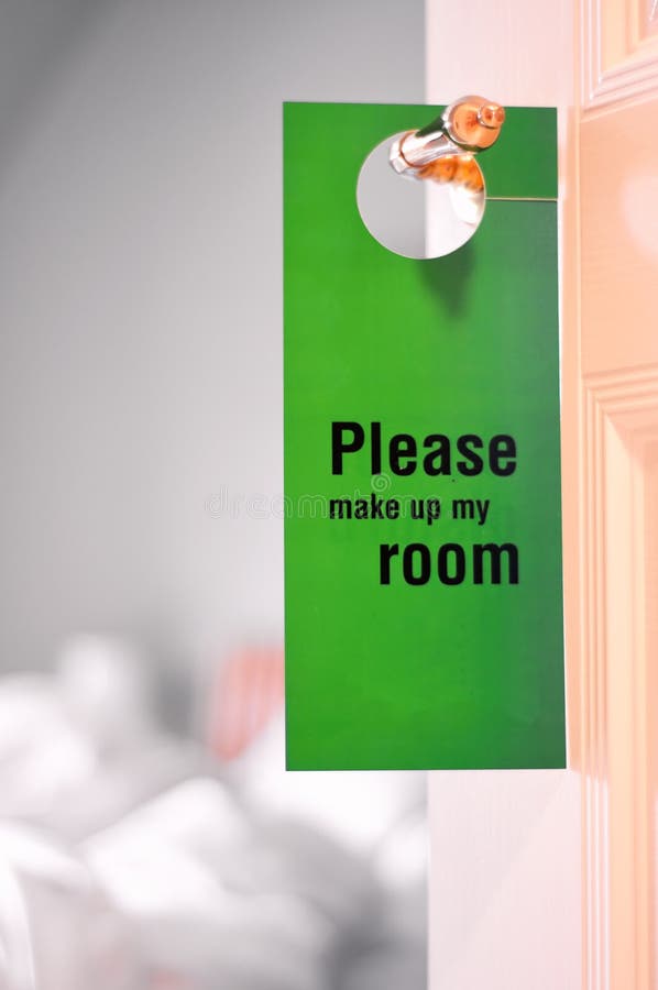 Please tidy room stock image. Image of door, motel, hanger - 19034549