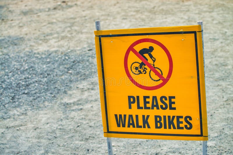 Please Walk Bikes Sign on a Trail Stock Image - Image of board, walk ...