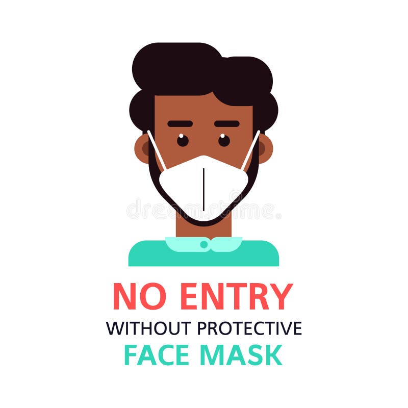 Please Ware a Face Mask, Flat Style Banner Stock Vector - Illustration ...
