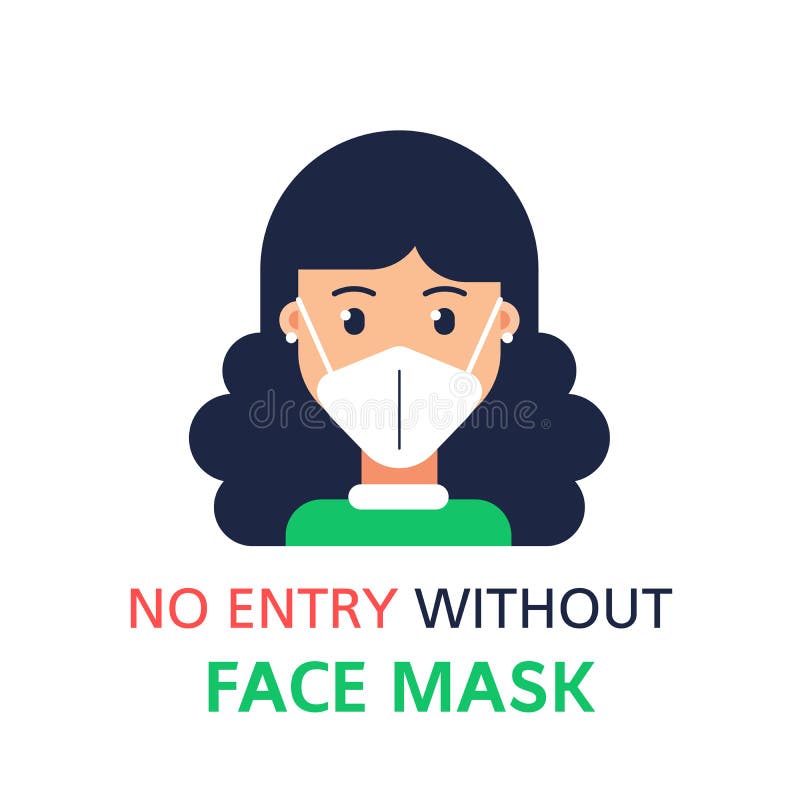 Please Ware a Face Mask, Flat Style Banner Stock Vector - Illustration ...