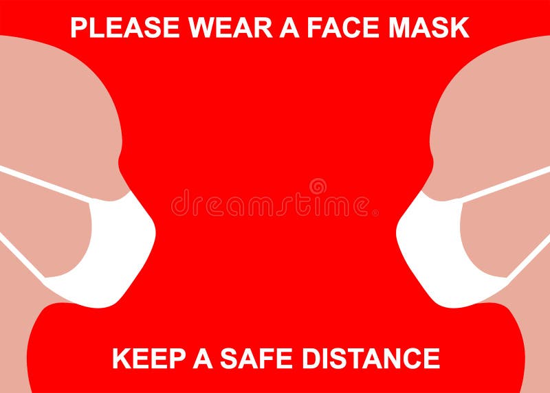 Please Wear Face Mask Keep Safe Distance Poster Warning Ad Notice Stock ...