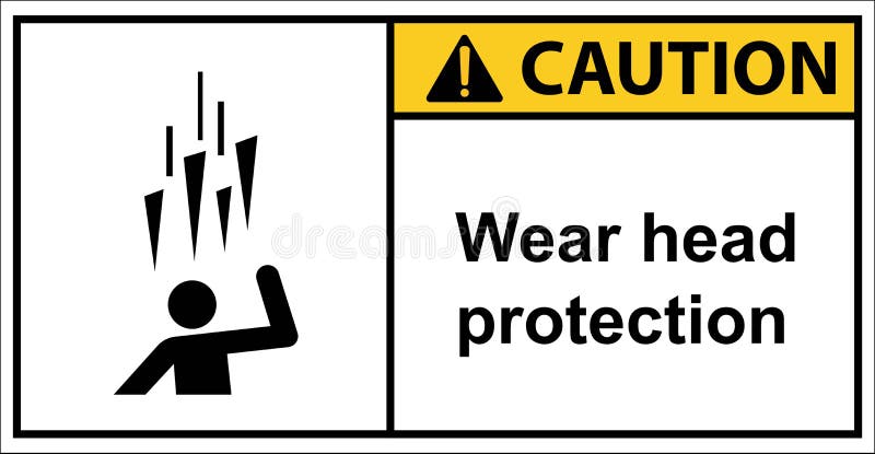 Please Wear Head Protection,sign Caution Stock Vector - Illustration of ...