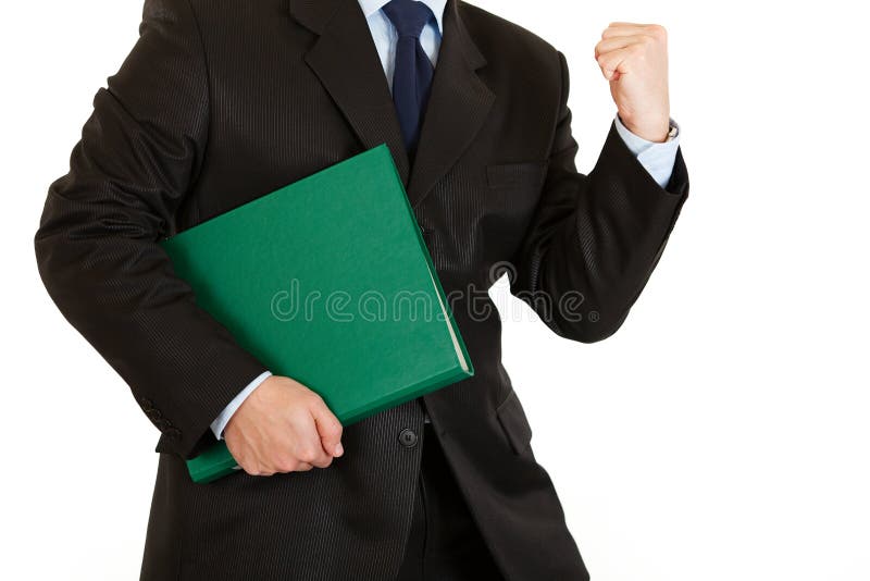 Pleased Businessman Holding Folder. Close-up. Stock Image - Image of ...