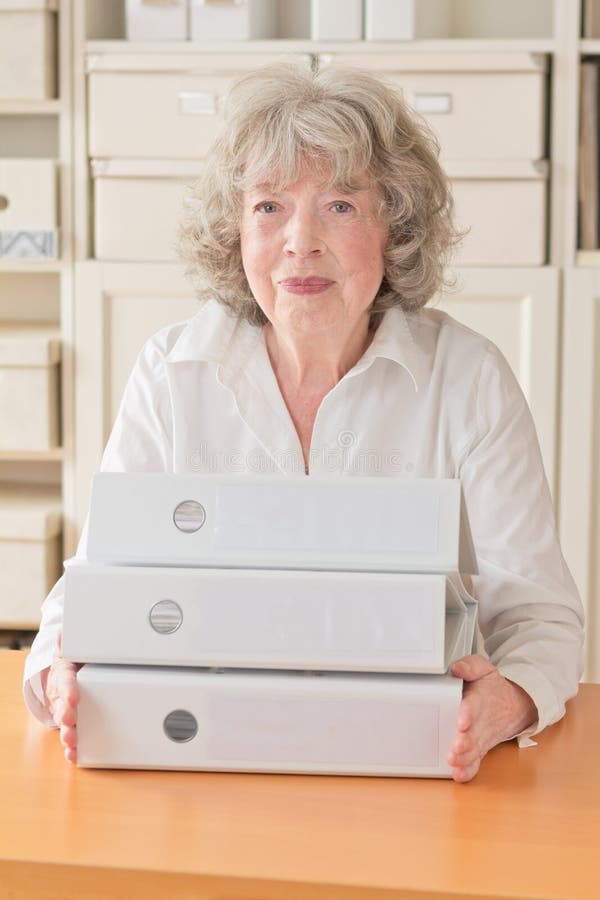 Pleased Woman with Files Folders Stock Photo - Image of pension, people ...