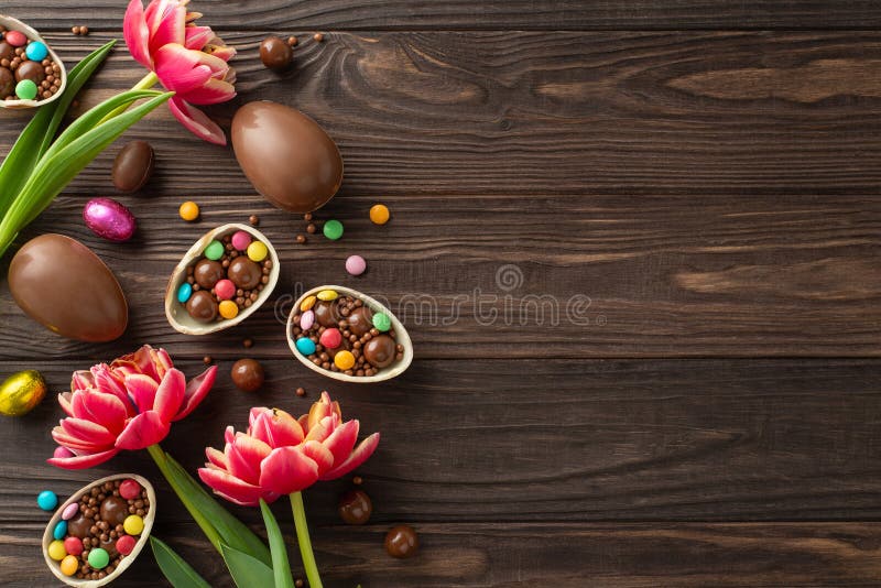 Pleasing Easter Sugar Feast Visualization. Top View Photograph Stock ...