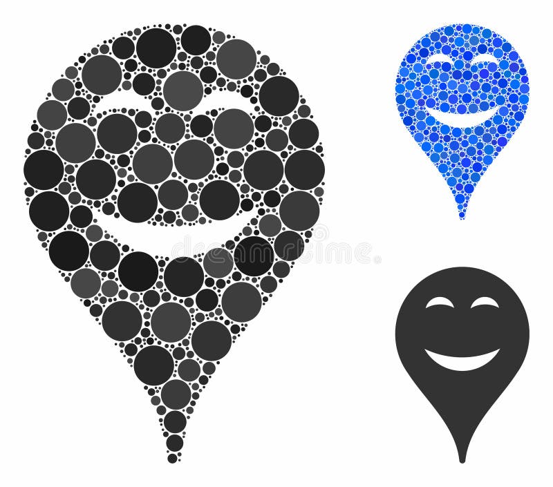Pleasure Smiley Map Marker Composition Icon of Round Dots Stock ...