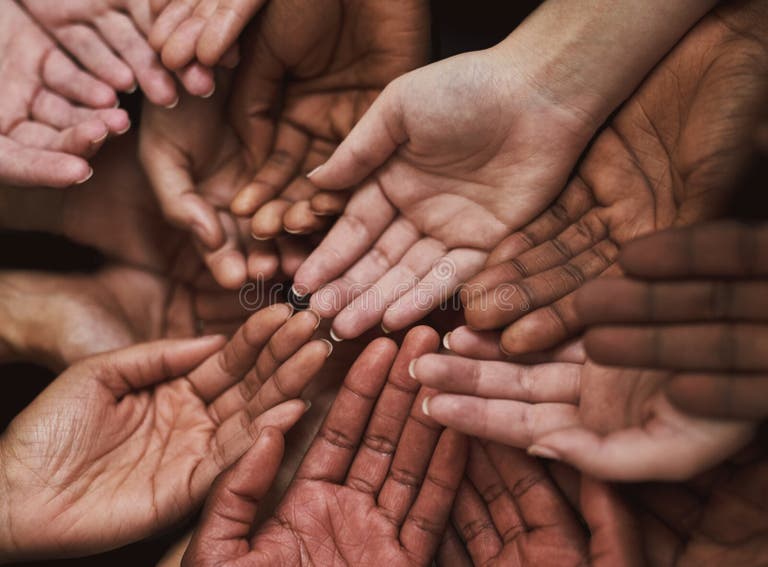 Pledge Your Support. a Group of Hands Held Cupped Out Together. Stock ...