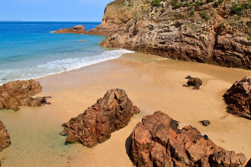 Plemont Beach, Jersey, Channel Islands, UK Stock Image - Image of rock ...